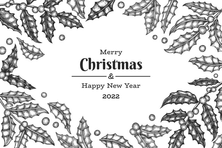 Christmas garland frame card hand drawn Royalty Free Vector
