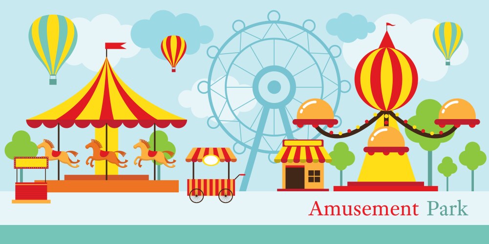 Colorful Amusement Park Scene Royalty Free Vector Image