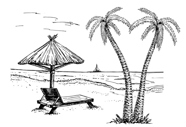 Beach Scene Line Drawing Vector Images (over 210)