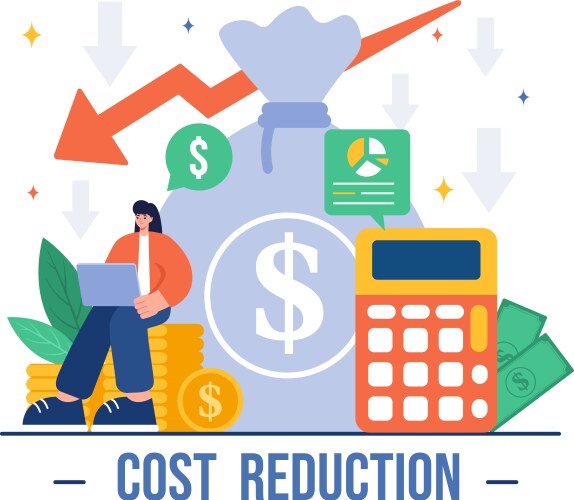 Cost reduction depicting decrease price Royalty Free Vector