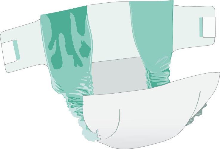 Stack of baby diapers and the open diaper Vector Image