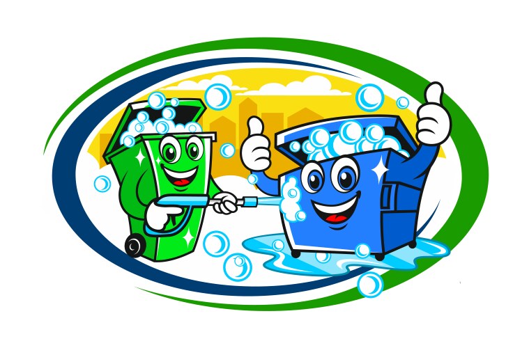 Cleaning Mascot Logo - Bin & Waste Royalty Free Vector