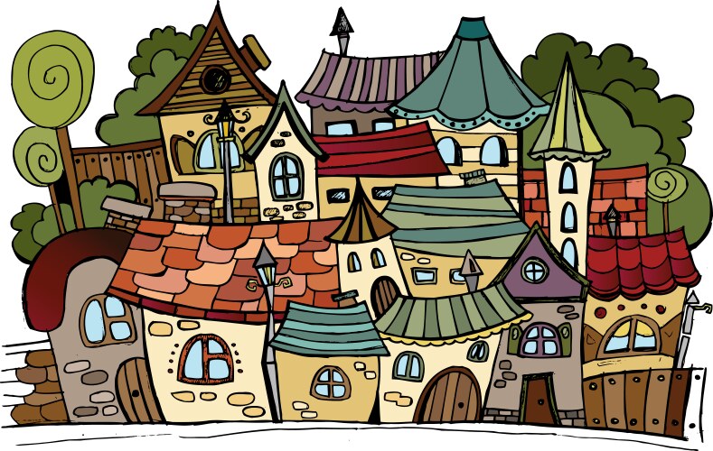 Drawing Small Town Vector Images (over 1,000)