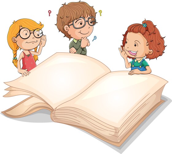 Children read book Royalty Free Vector Image - VectorStock
