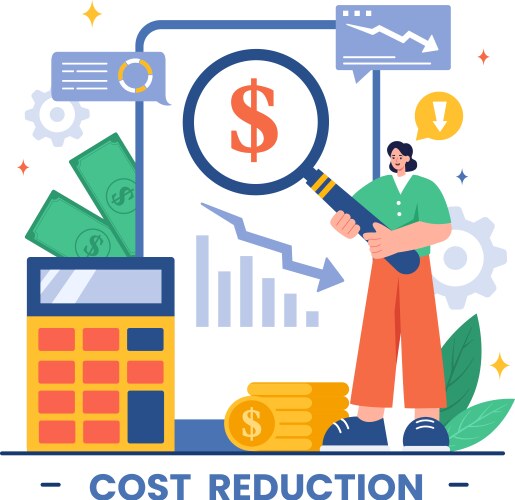 Cost reduction depicting decrease price Royalty Free Vector
