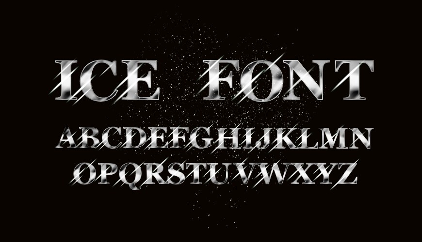 Ice crystal font typeface type alphabet Royalty Free Vector