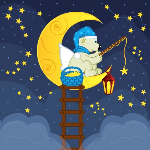Bear polar moon Vector Images & Graphics for Commercial Use | VectorStock
