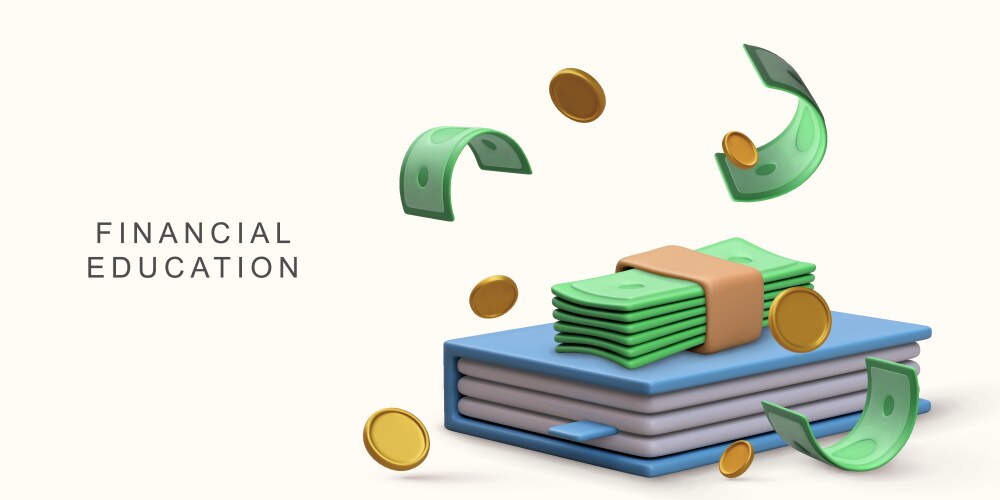 3d realistic financial educational programs Vector Image