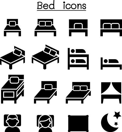 Bed sizes and mattress dimensions pictograms Vector Image