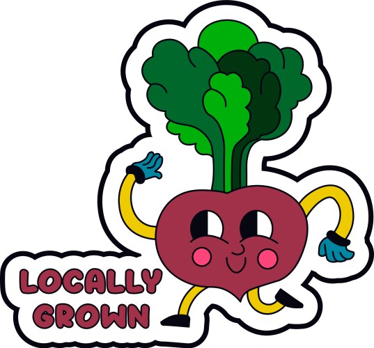 Sticker template with beetroot in underground Vector Image