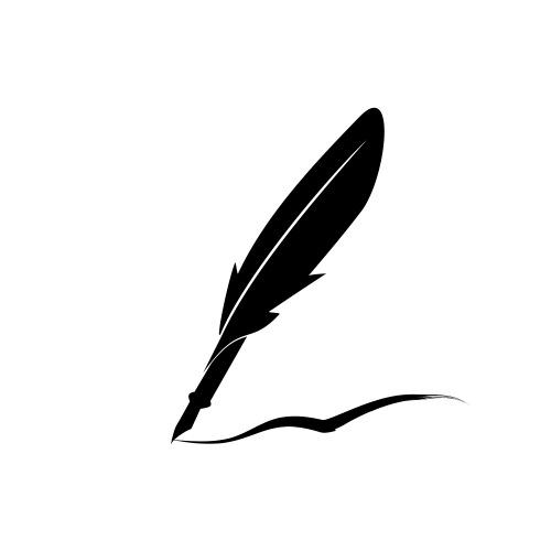 Feather quill pen golden ink logo Royalty Free Vector Image