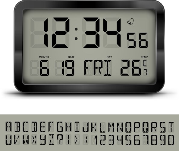 Digital clock style font Royalty Free Vector Image