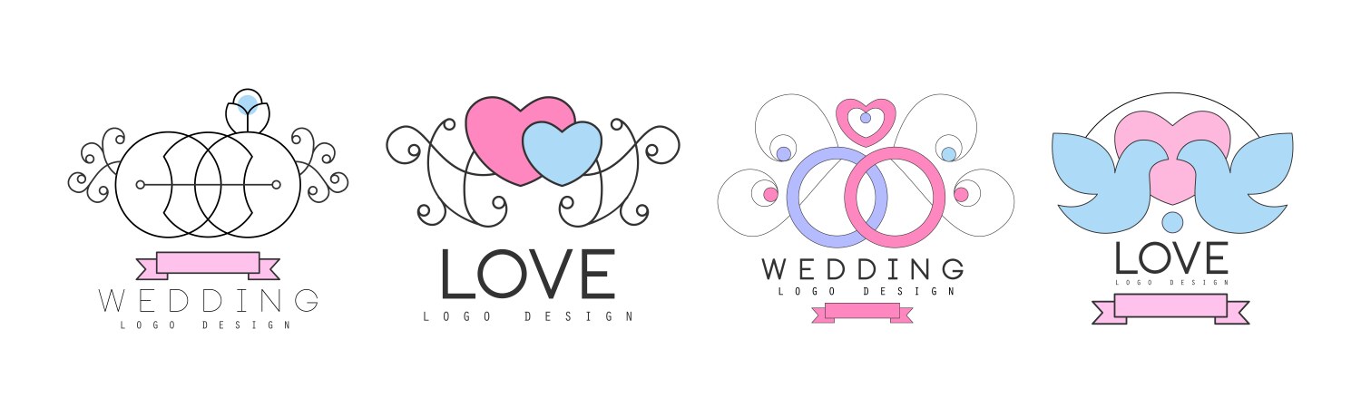 Happy wedding logo design with marriage ceremony Vector Image