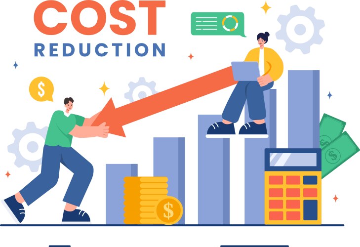 Cost reduction depicting decrease price Royalty Free Vector