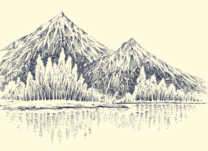 Mountain panorama alpine vegetation Royalty Free Vector