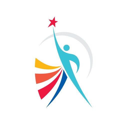 Logo team optimistic people Royalty Free Vector Image