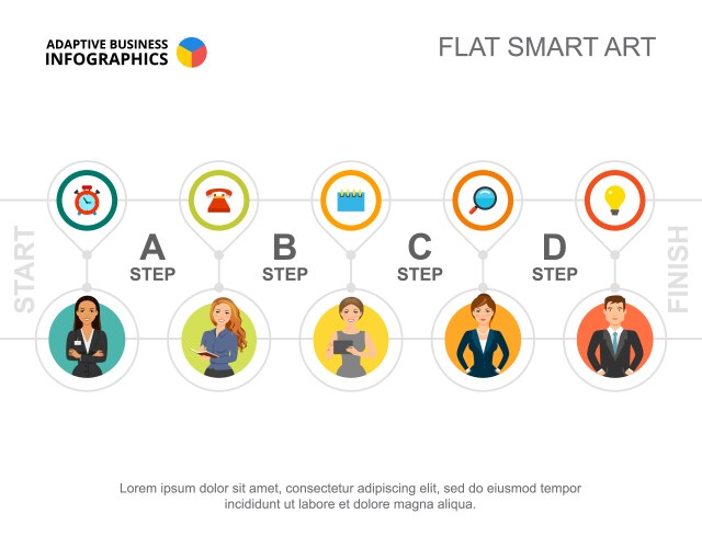 Five colleagues team process chart template Vector Image Five colleagues team process chart template Vector Image