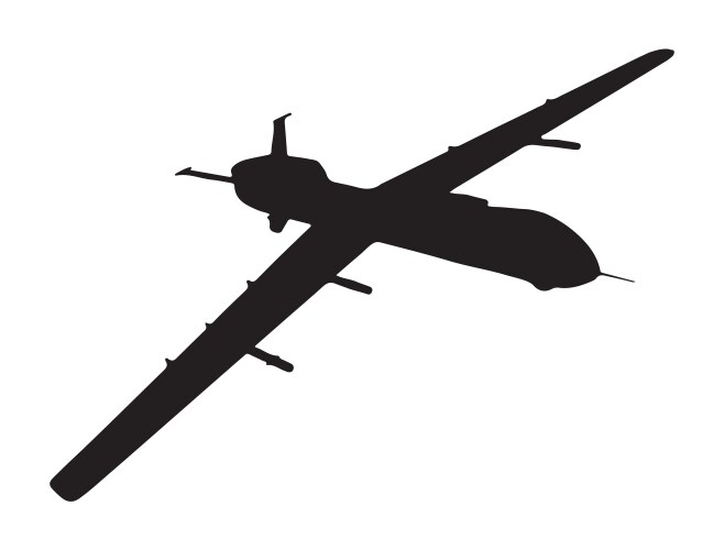 Military drone silhouette art Royalty Free Vector Image