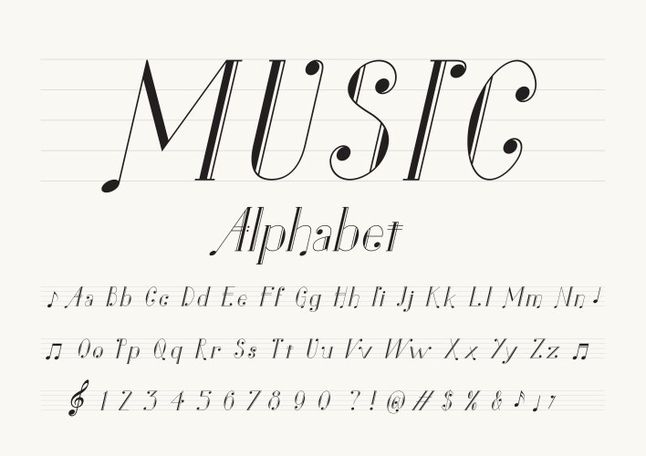 Music font Royalty Free Vector Image - VectorStock