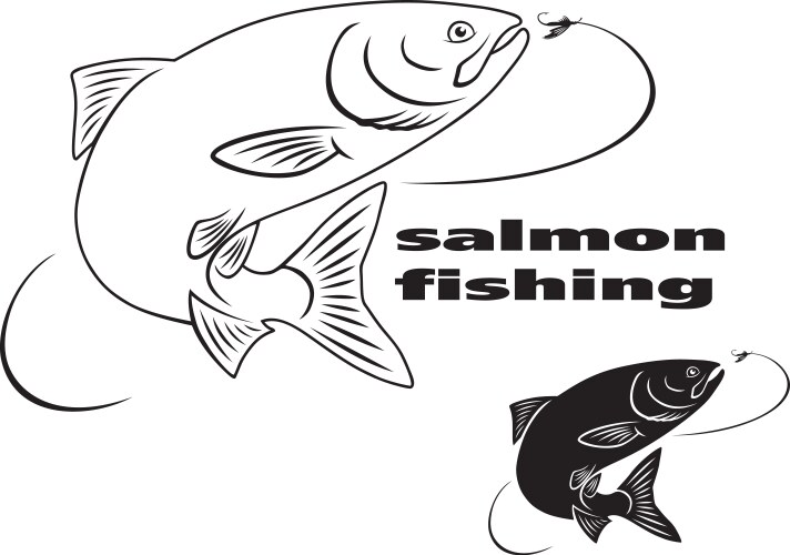 Set salmon and trout emblems design element Vector Image