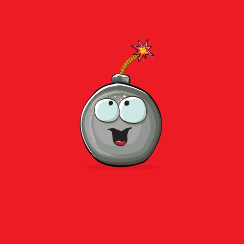 Cartoon burning bomb characters isolated on red Vector Image