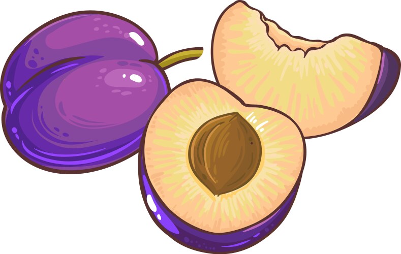 Red plum cartoon Royalty Free Vector Image - VectorStock
