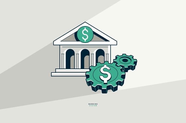 Banking system concept poster bank building Vector Image