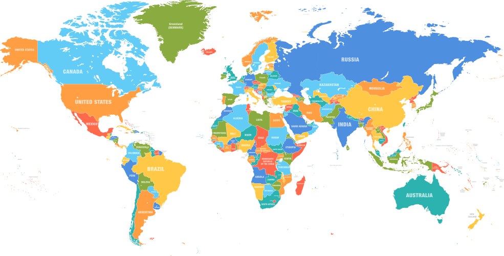 Political map of the world Royalty Free Vector Image