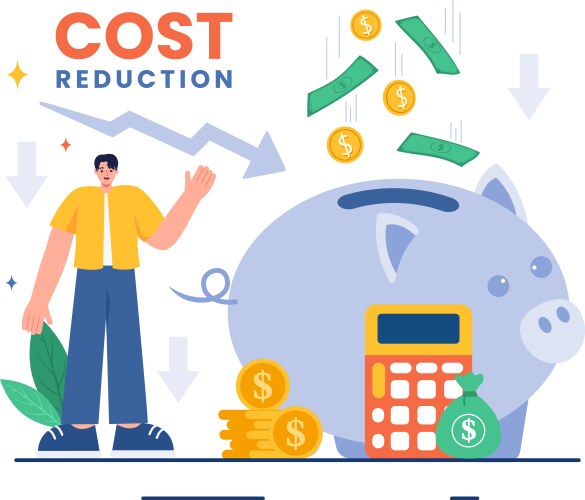Cost reduction with decrease price minimising Vector Image