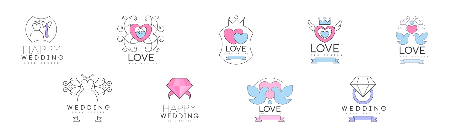 Happy wedding logo design with marriage ceremony Vector Image