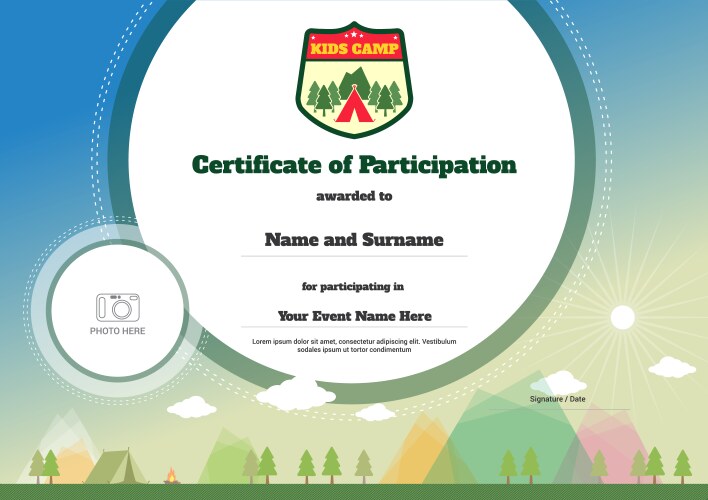 Kids Summer Camp Certificate Template Vector Images (over 140)