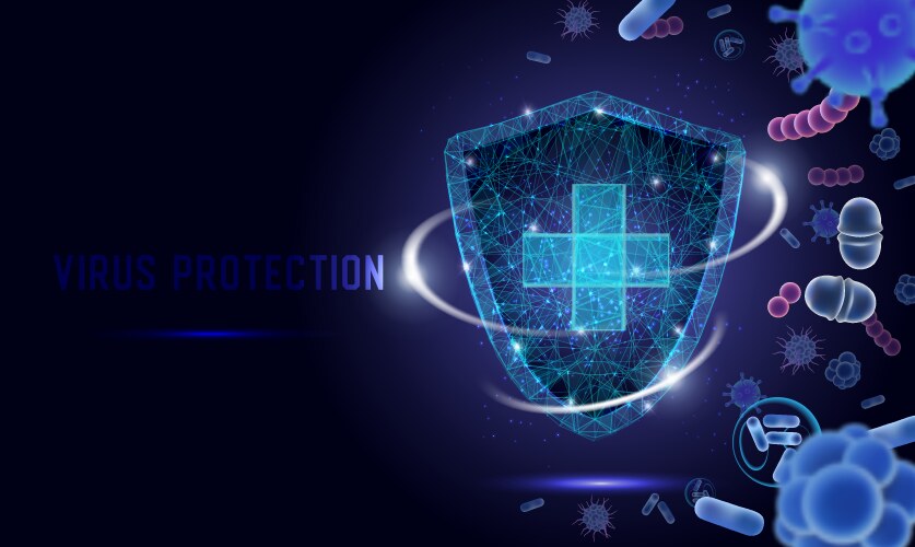 Blue medical background with virus protection Vector Image
