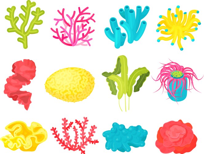Coral Reef Icons Set Royalty Free Vector Image