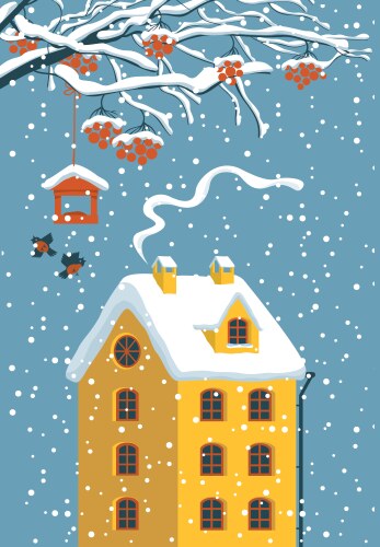 Suburban house covered snow Royalty Free Vector Image