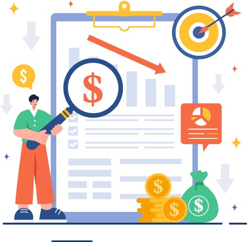 Cost reduction depicting decrease price Royalty Free Vector