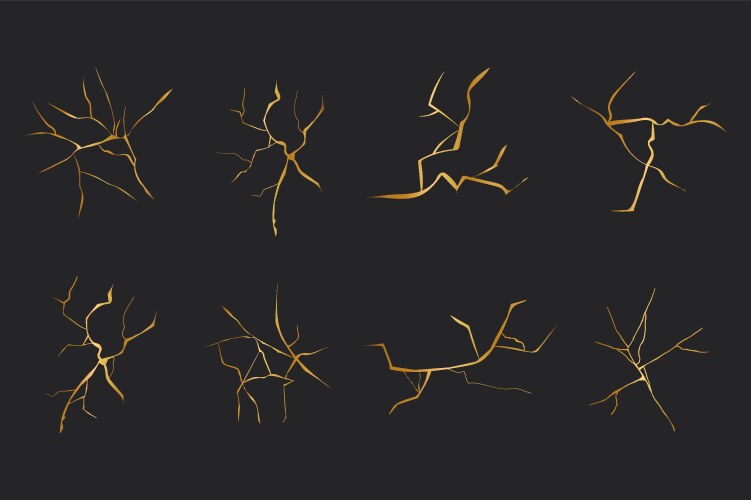 Kintsugi gold simple break lines asian geometric Vector Image