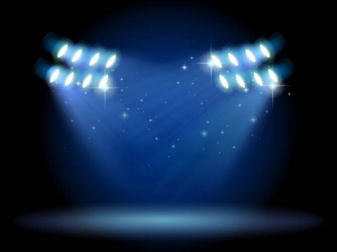 Empty stage template with lights Royalty Free Vector Image