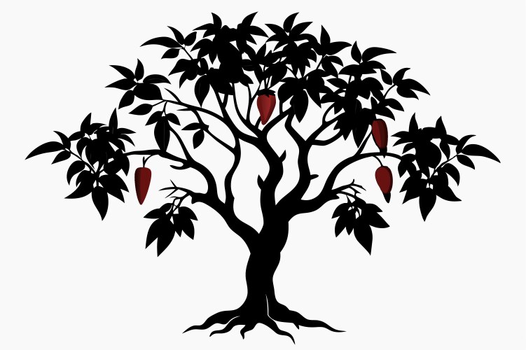 Chili bell tree white background g Royalty Free Vector Image