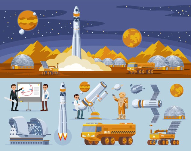 Future space station or starship cartoon Vector Image