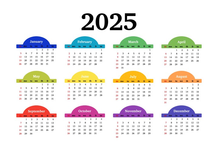 Calendar for 2025 isolated on a white background Vector Image
