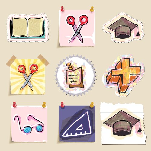 Hand drawn education emblems set isolated Vector Image