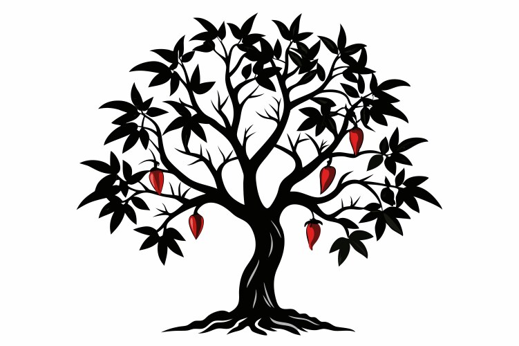 Chili bell tree white background g Royalty Free Vector Image