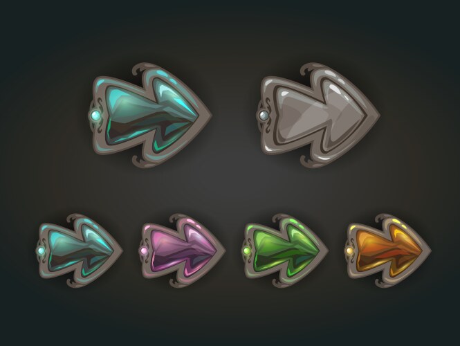 Game arrows asset cartoon cursors and pointers Vector Image