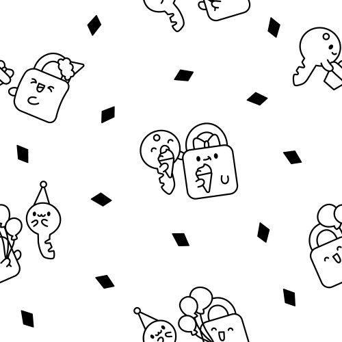 Cute kawaii padlock and key coloring page Vector Image