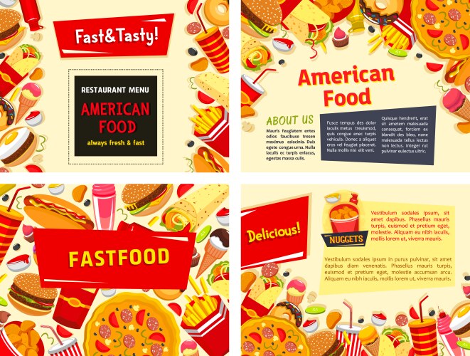 Fast food menu card template restaurant cafe Vector Image