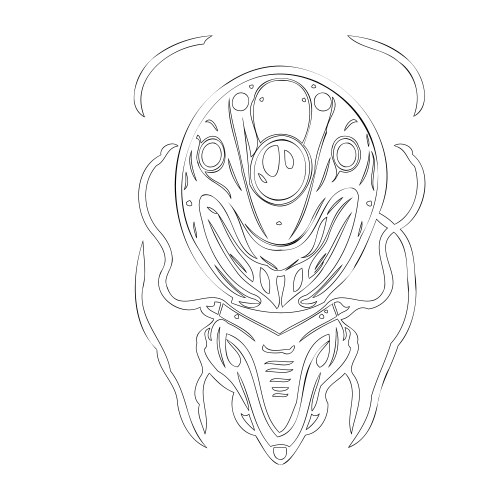 Alien monster outline sketch Royalty Free Vector Image