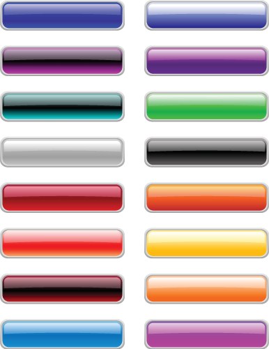 Rectangle black buttons with bold chrome frame 3d Vector Image