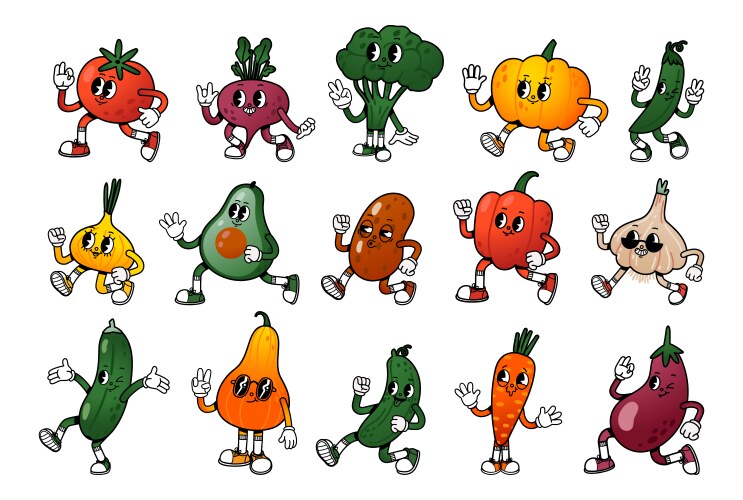 Cartoon vegetables characters Royalty Free Vector Image