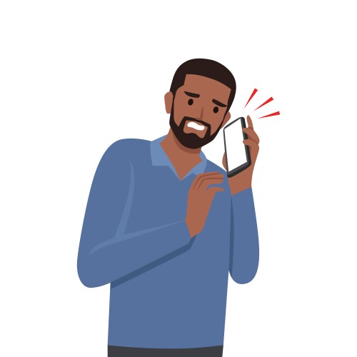 Young black man read text messages on mobile Vector Image