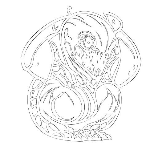 Alien monster outline sketch Royalty Free Vector Image